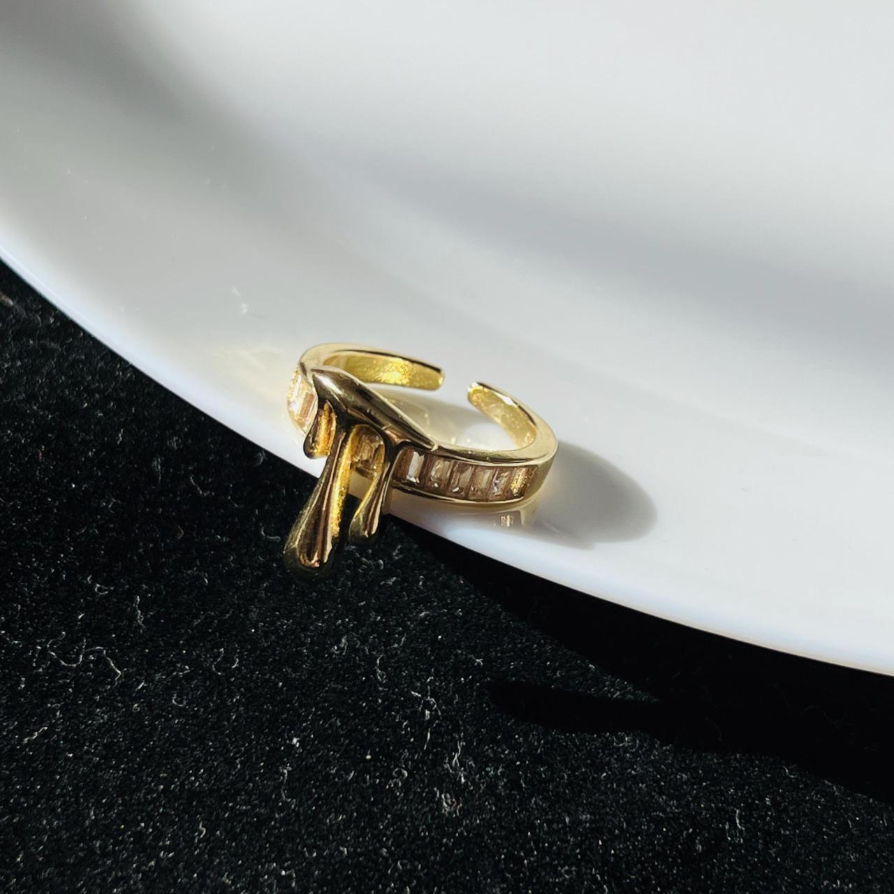 Water drop, gold adjustable ring --Free shipping in... - Depop
