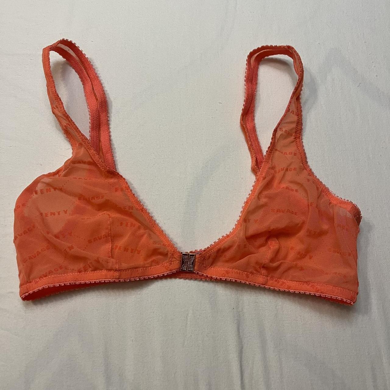 Savage x Fenty Women's Pink and Orange Bra | Depop