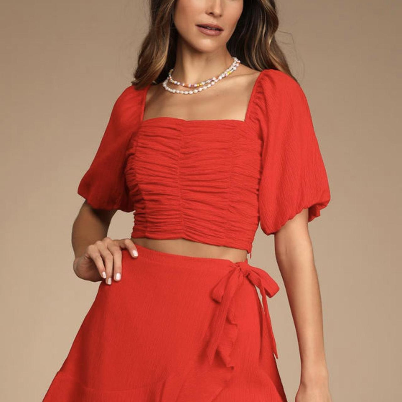 Lulus Women's Red Crop-top | Depop