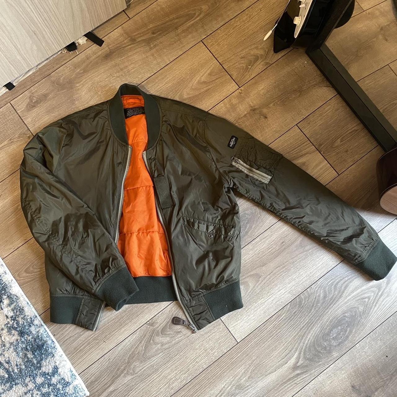 Schott Type U Bomber Jacket Khaki with orange inner... - Depop