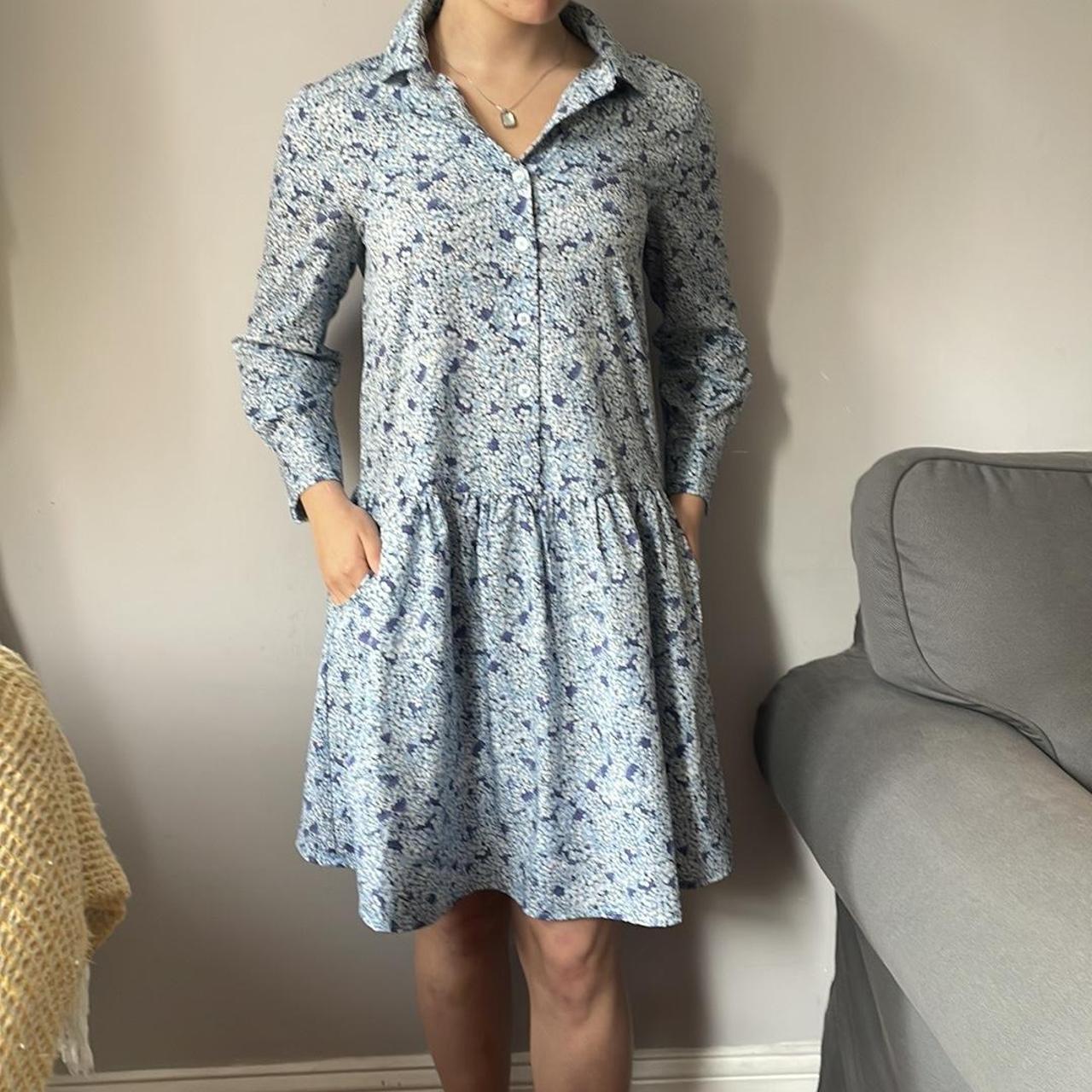 Tuckernuck Floral Print Button Retro Shirt Dress... - Depop