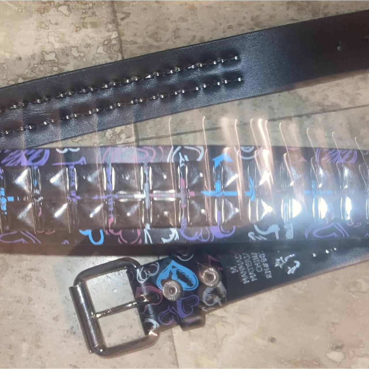 Y2k Emo heart purple and pink studded belt Emo... - Depop