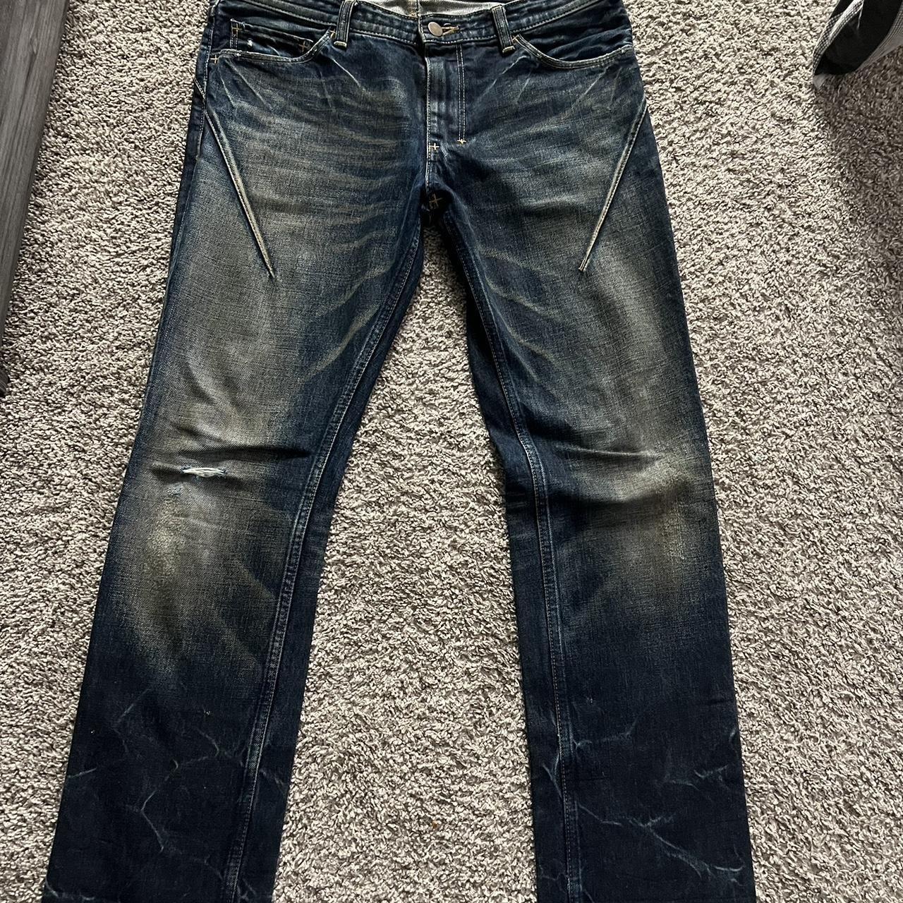 number nine ss08 birds pain denim size 4 length 30... - Depop