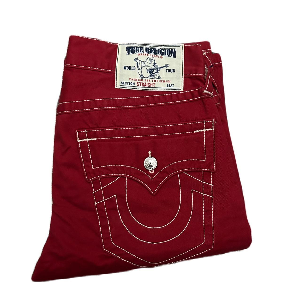 PRISTINE PAIR OF RED TRUEYS NWOT 33x32 AMAZING PAIR... - Depop