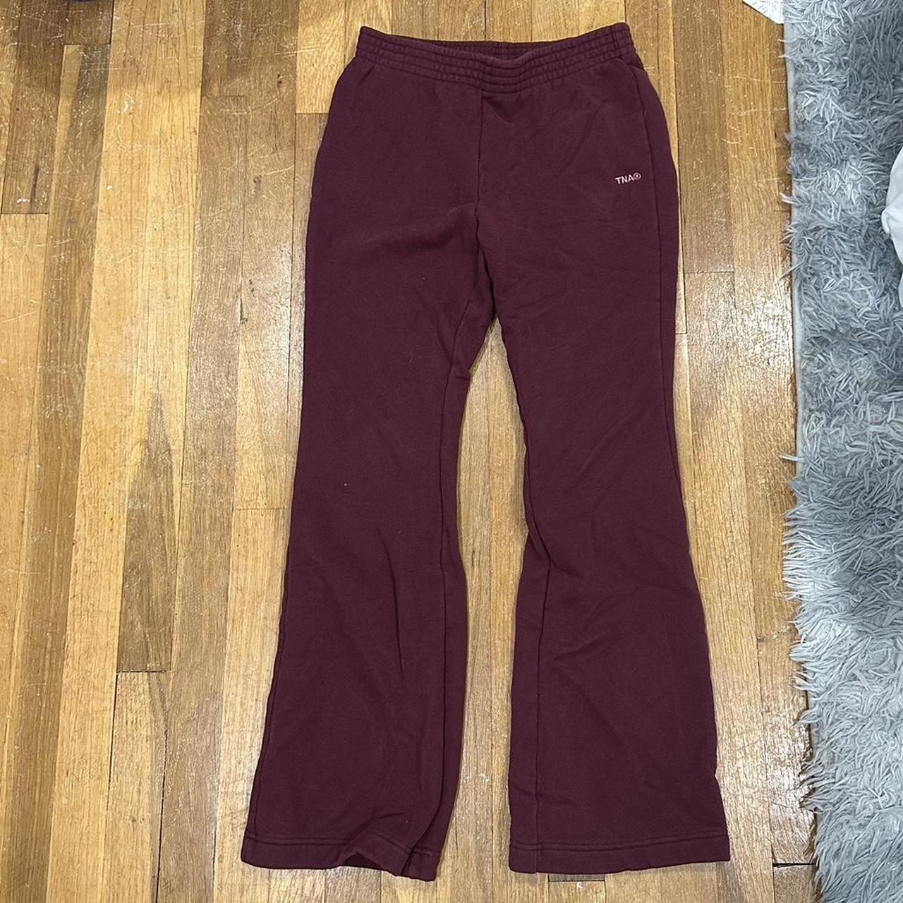 Maroon aritzia TNA wide leg sweatpants - Depop