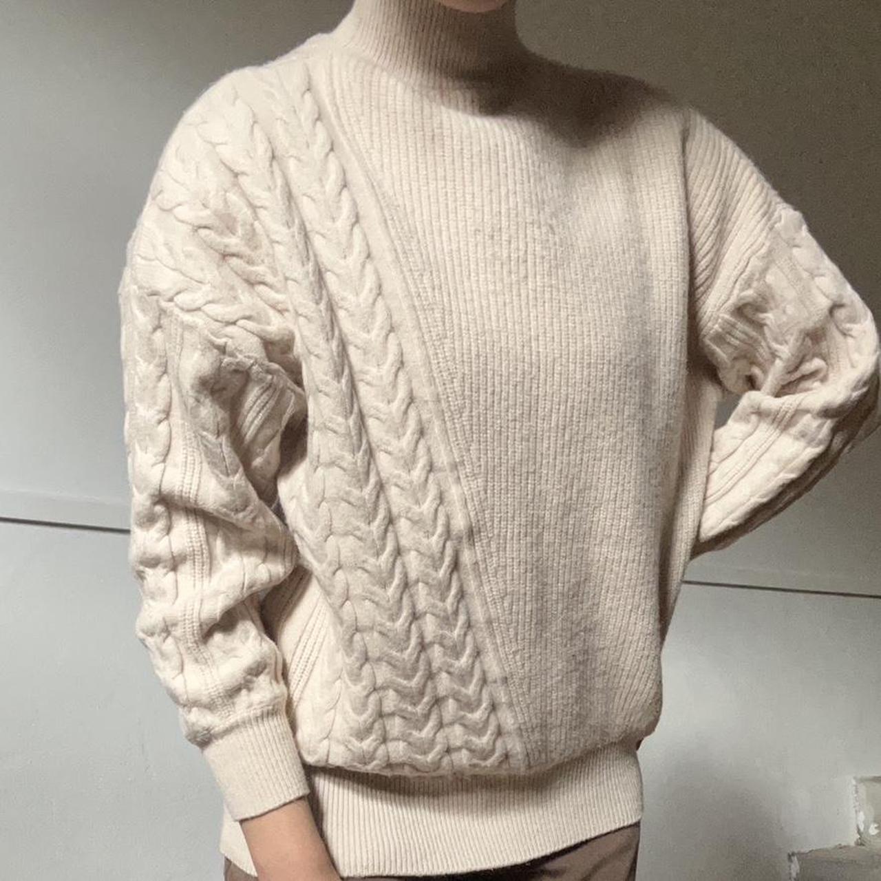 Aran turtleneck wool knit jumper! Material is... - Depop