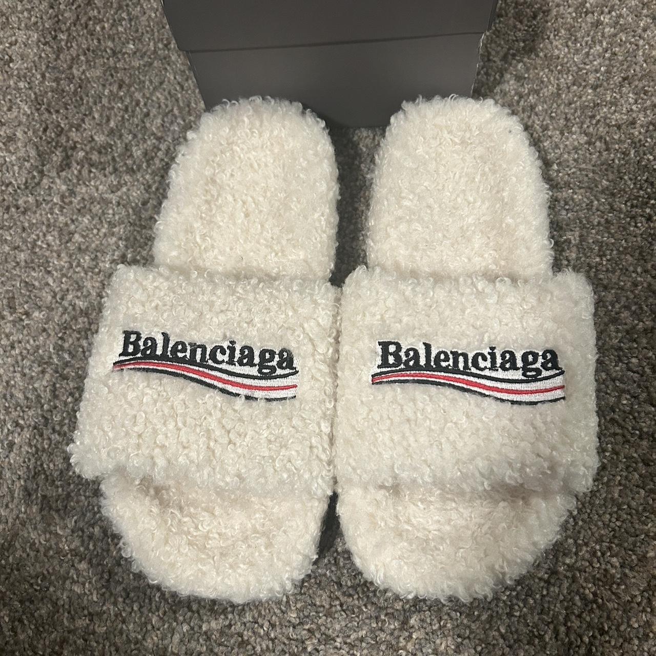 Brand new balenciaga sherpa plush slides. Women’s... - Depop