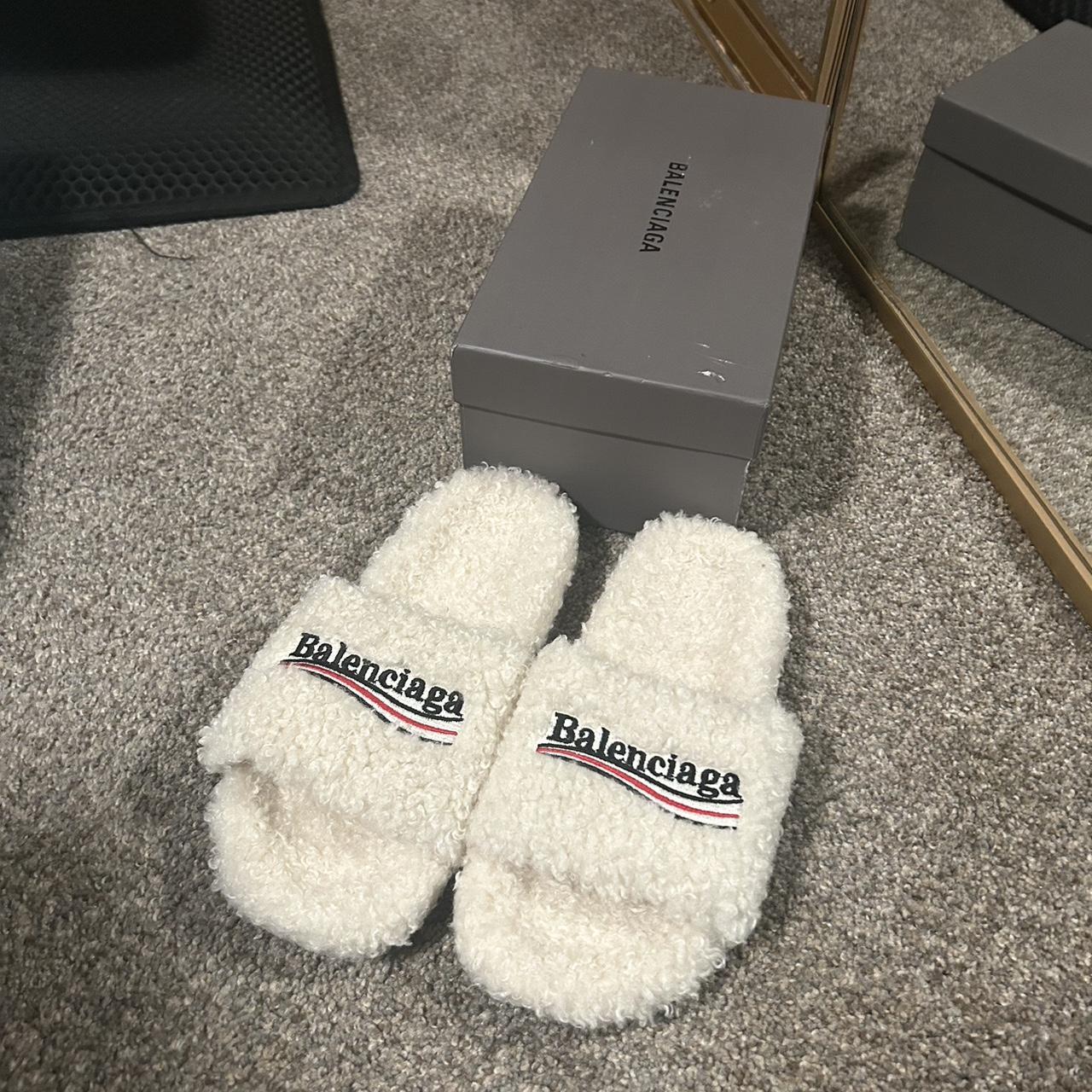 Brand new balenciaga sherpa plush slides. Women’s... - Depop