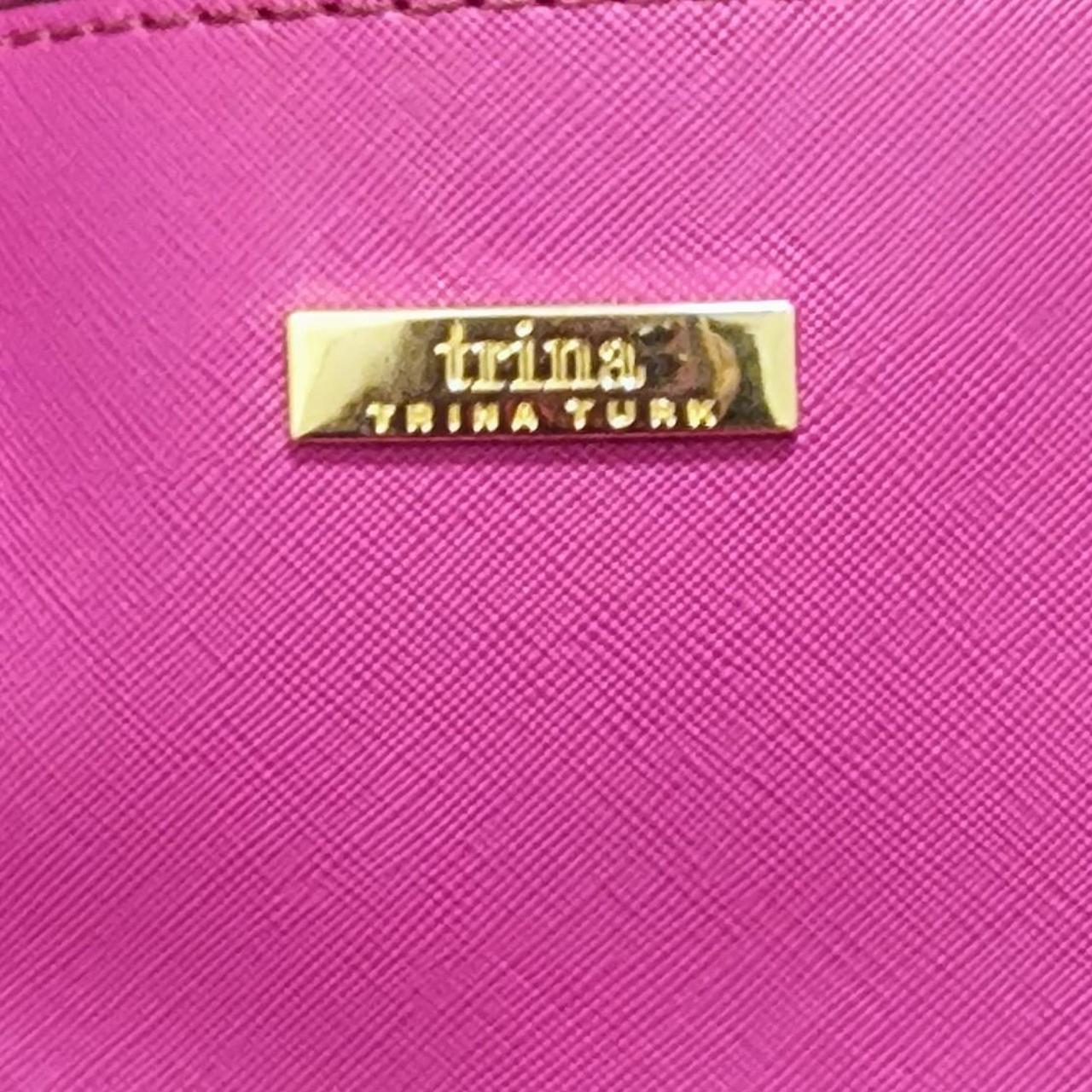 Pink Trina Turk leather handbag with magnetic... | Depop