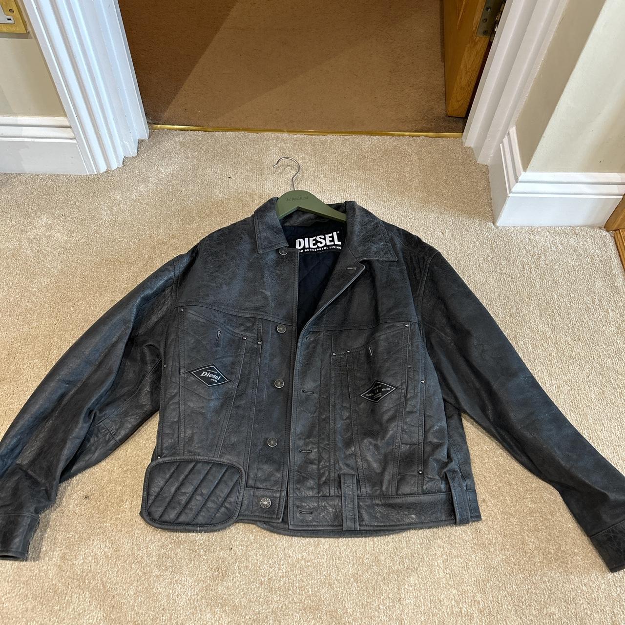 Diesel distressed looking leather jacket. Excellent... - Depop