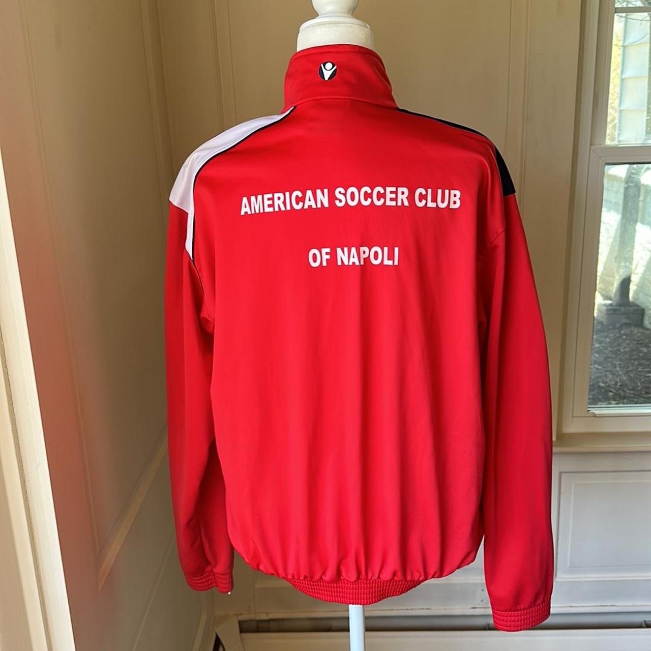 Macron Red Track Jacket American Soccer Club of... - Depop