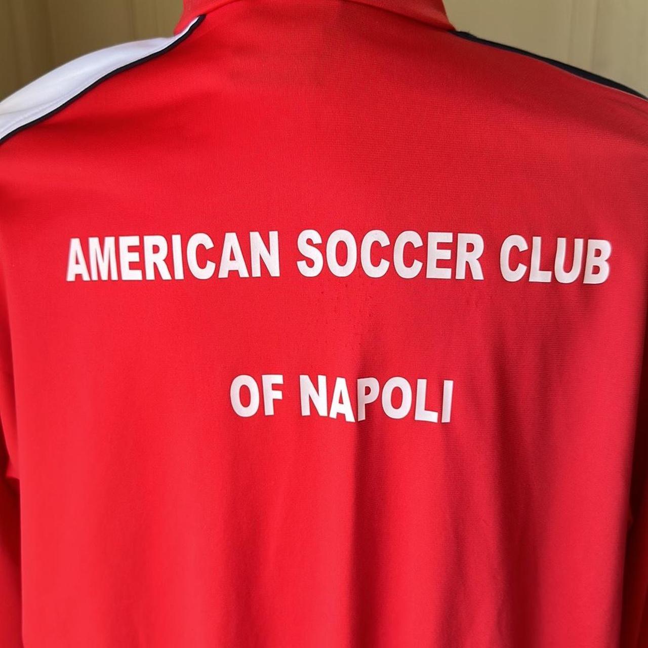 Macron Red Track Jacket American Soccer Club of... - Depop