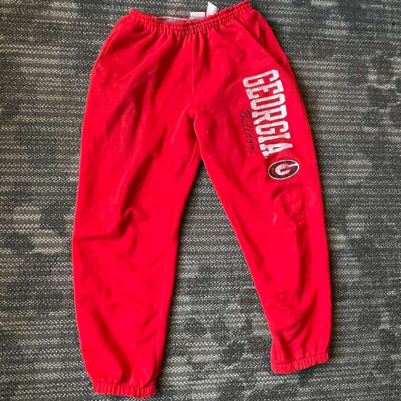 Used University of Georgia Red Sweatpants / Georgia... - Depop