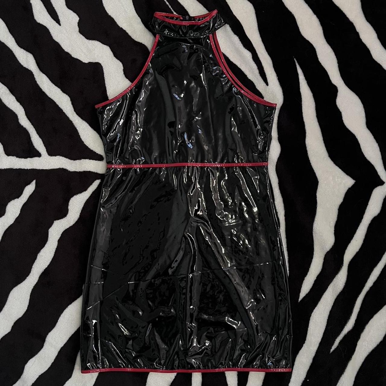 Black and red pvc bodycon dress - only worn once... - Depop