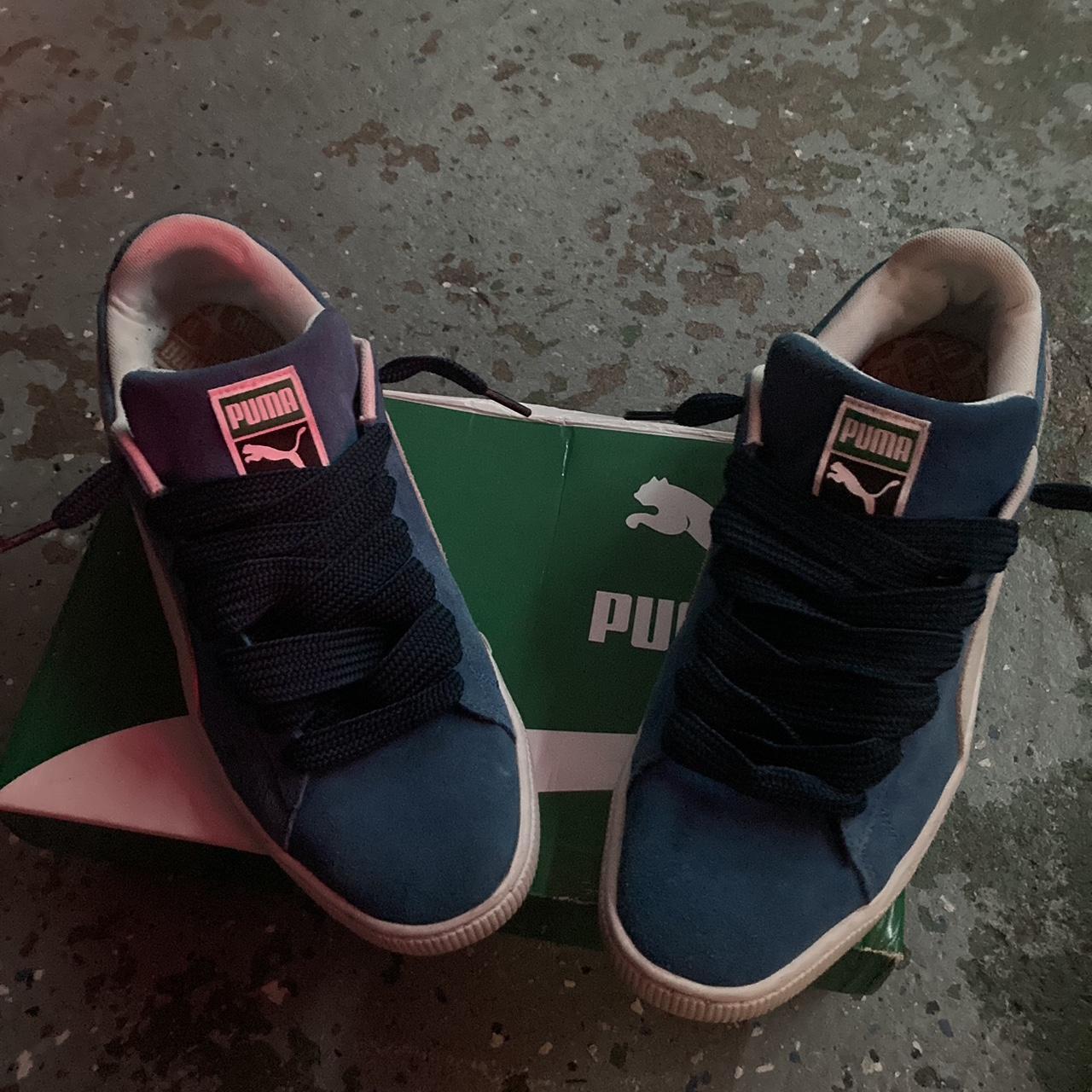 fire blue chunky suede pumas 💙😮‍💨😮‍💨 -chunky very nice... - Depop