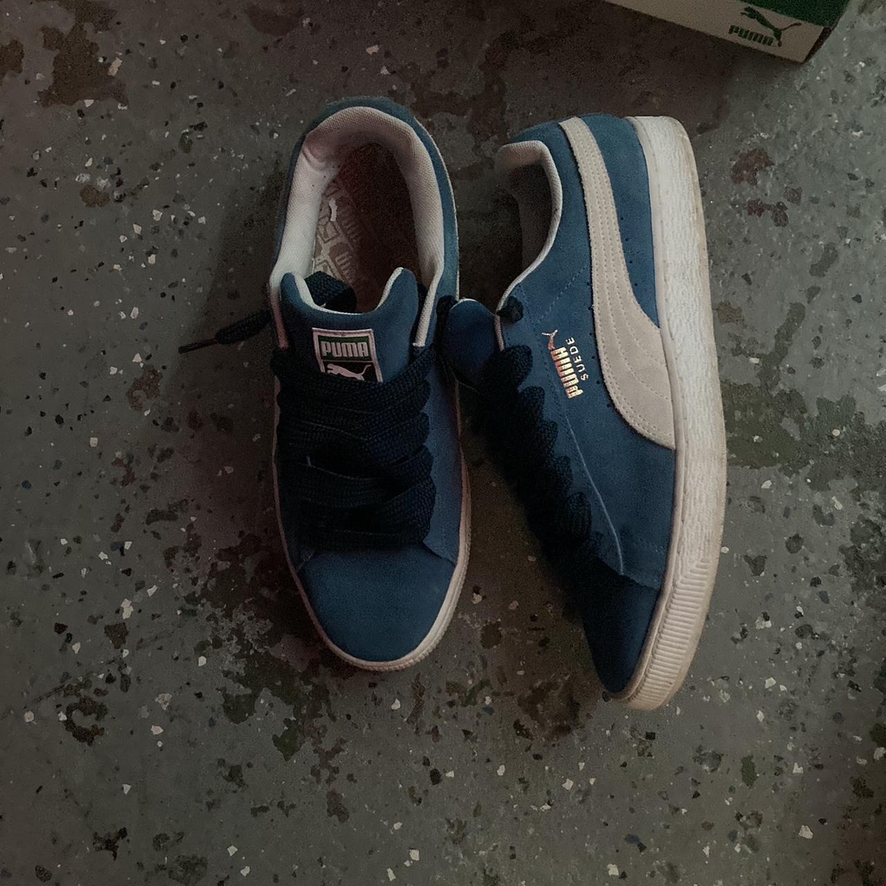 fire blue chunky suede pumas 💙😮‍💨😮‍💨 -chunky very nice... - Depop