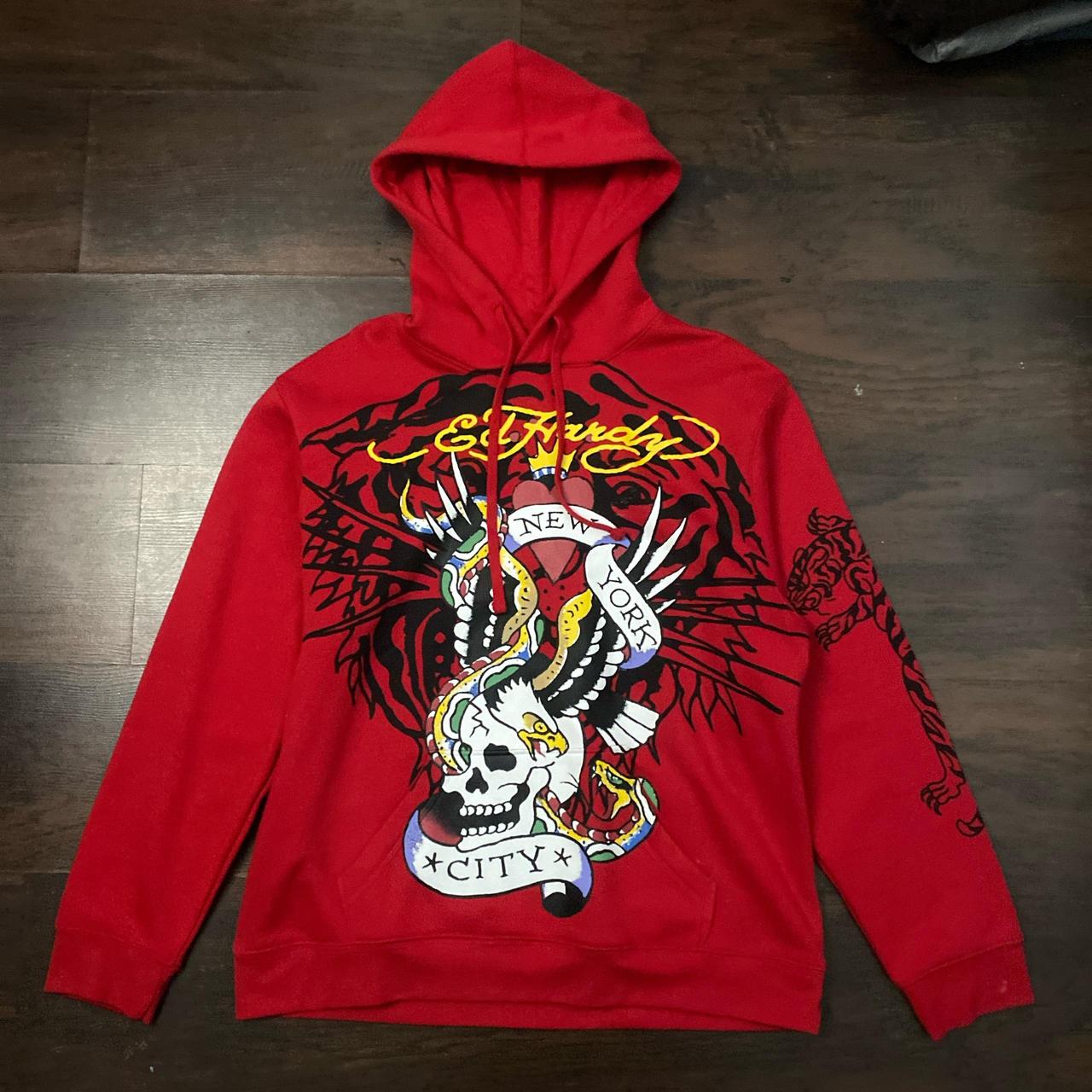 Ed hardy hoddie / boxy fit Size L (Send... - Depop