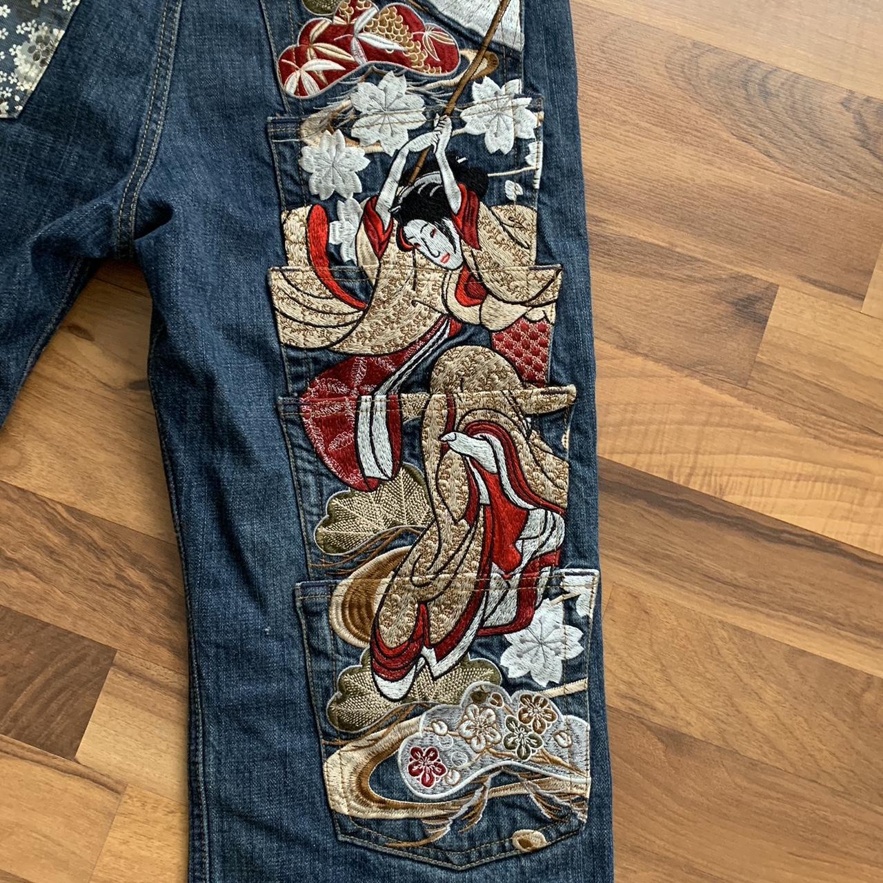 Karakuri Tamashii jeans/Vintage/embroidered... - Depop