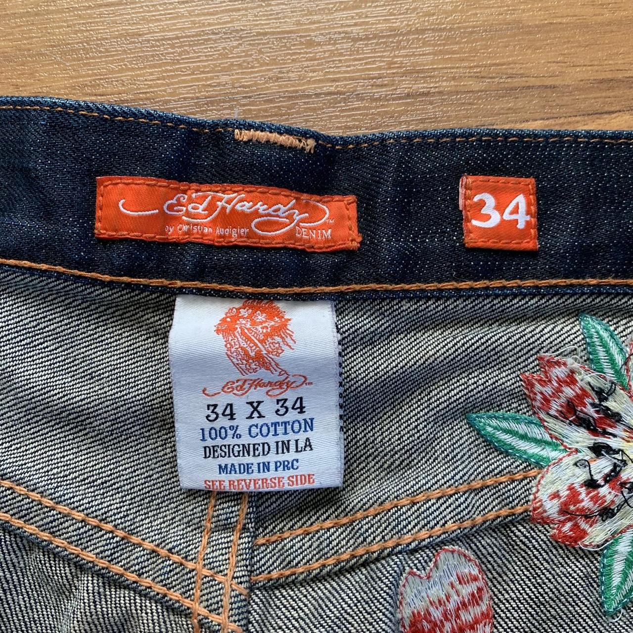Ed Hardy Jeans/Vintage embroidered denim/Waist... - Depop