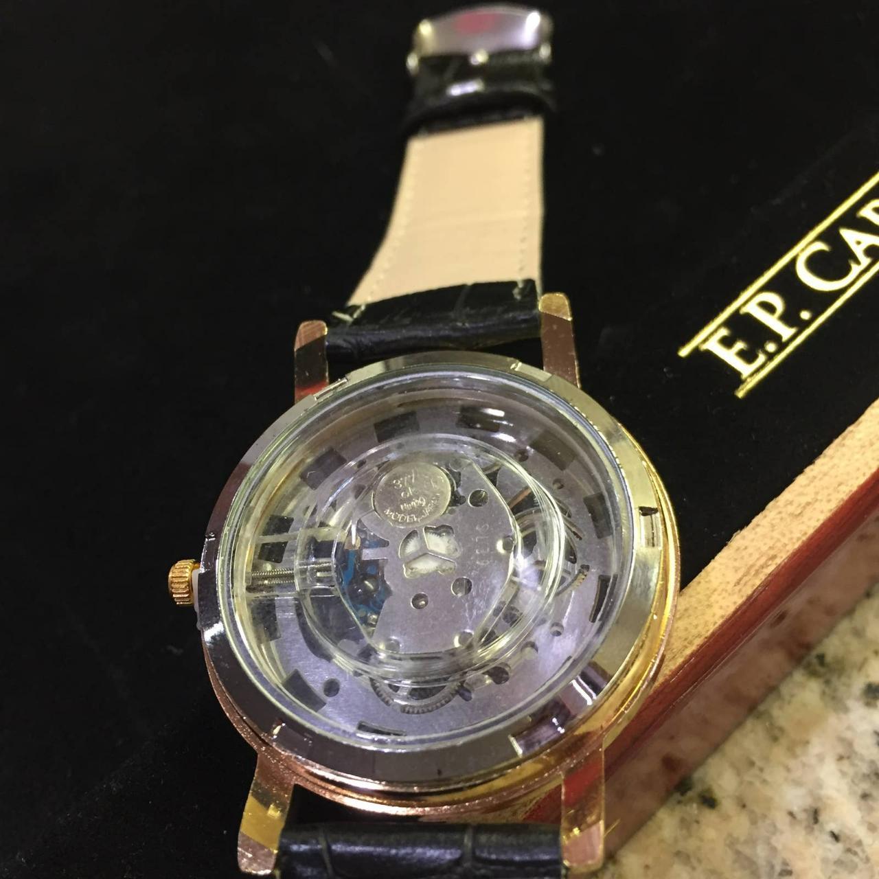 Men's Gold Colored Pinbo Watch - Black Strap Watch... - Depop