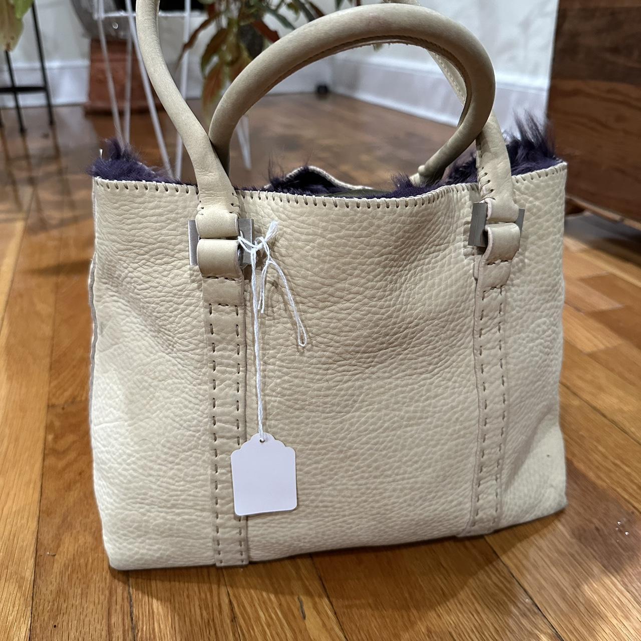 Buttery soft Italian leather crème handbag with... - Depop