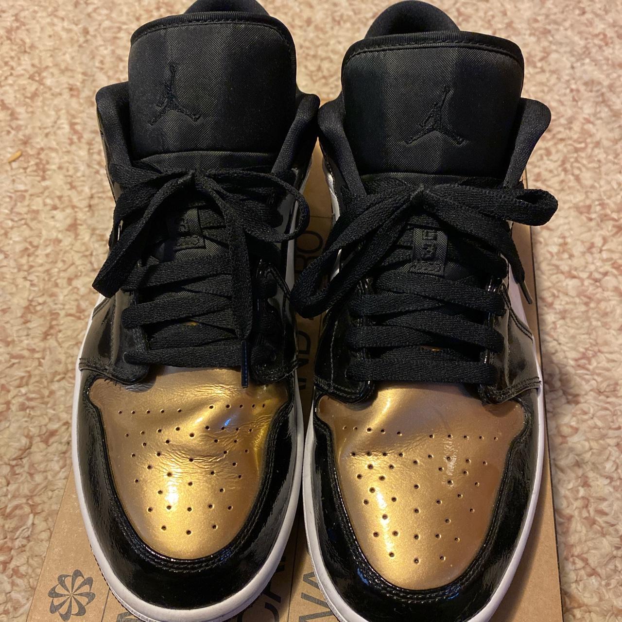 Jordan one low gold patent leather good condition.... - Depop