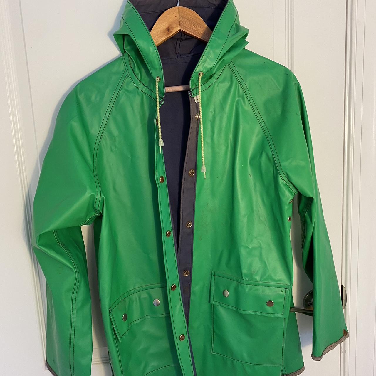 Vintage reversible raincoat, thick rubber and... - Depop