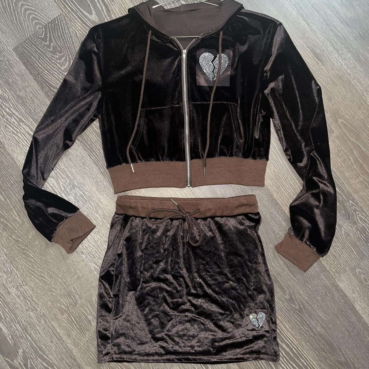 HEARTBREAKER studded tracksuit/ skirt set🤎 very #y2k... - Depop