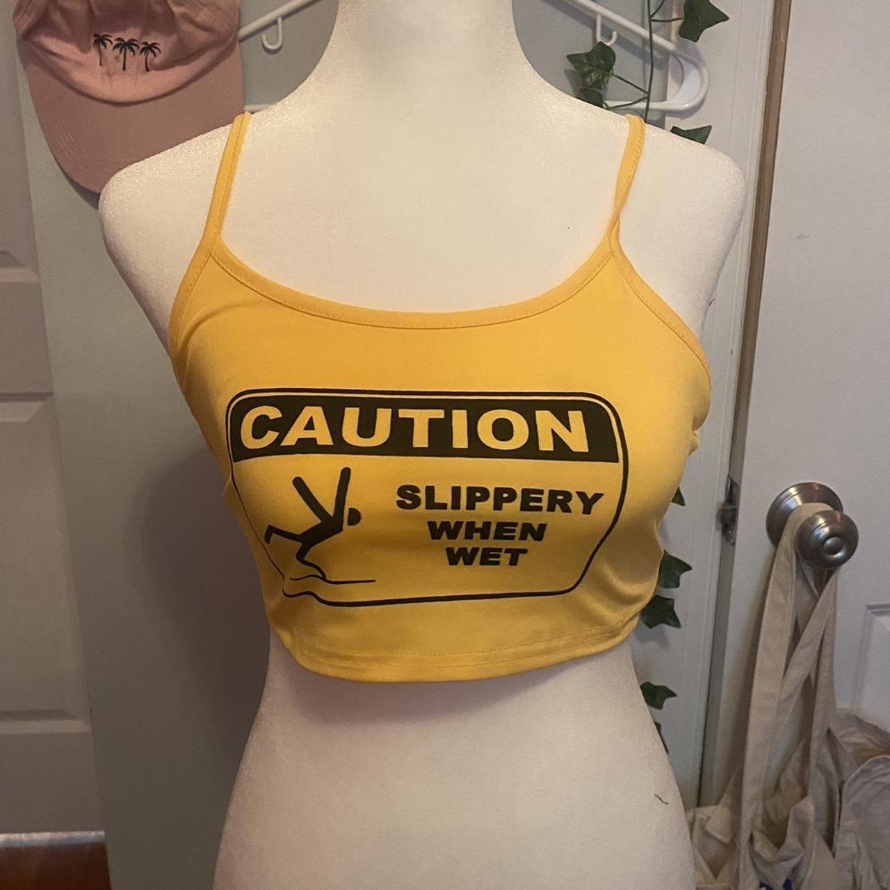 “caution slippery when wet” crop!! Never... - Depop