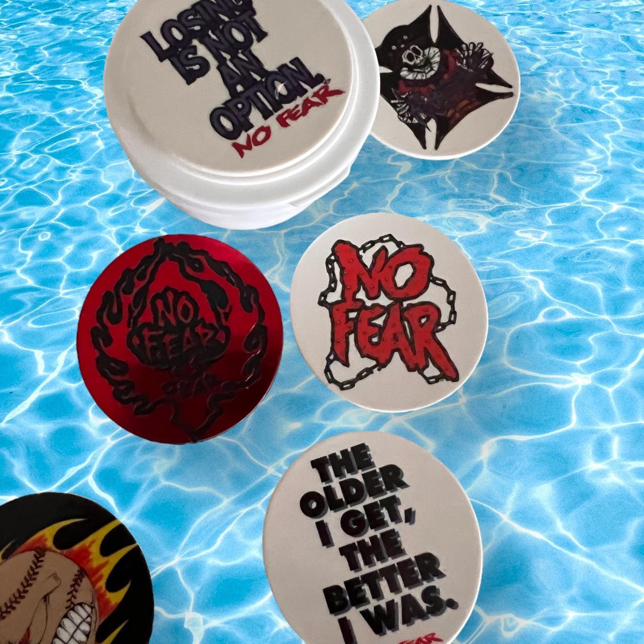 NO FEAR POGS: 5 pogs, 1 slammer and case included.... - Depop