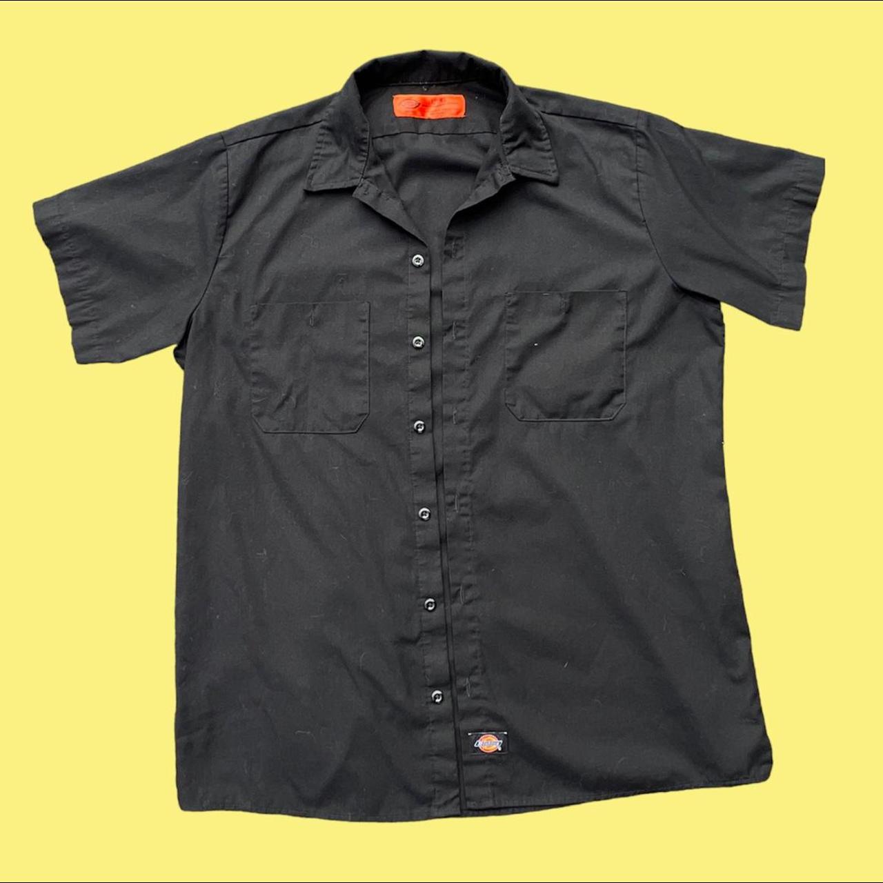 Dickies Button Up Collared Shirt - Men's Black... - Depop