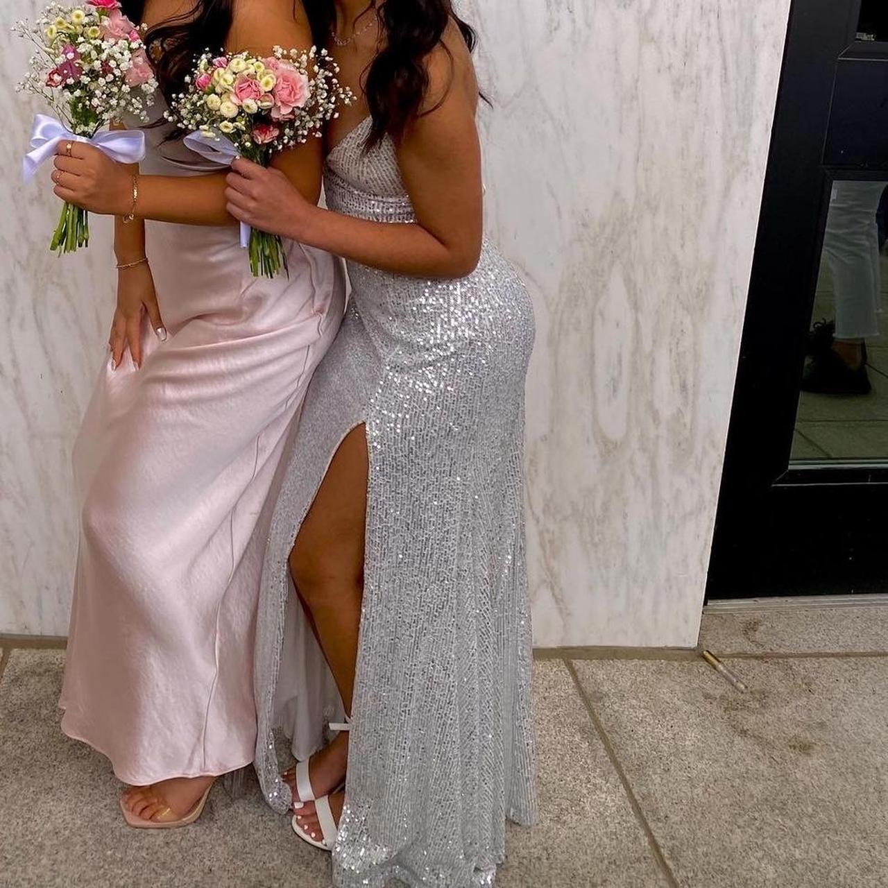 Silver prom dress (from a boutique) Size xs Altered... | Depop