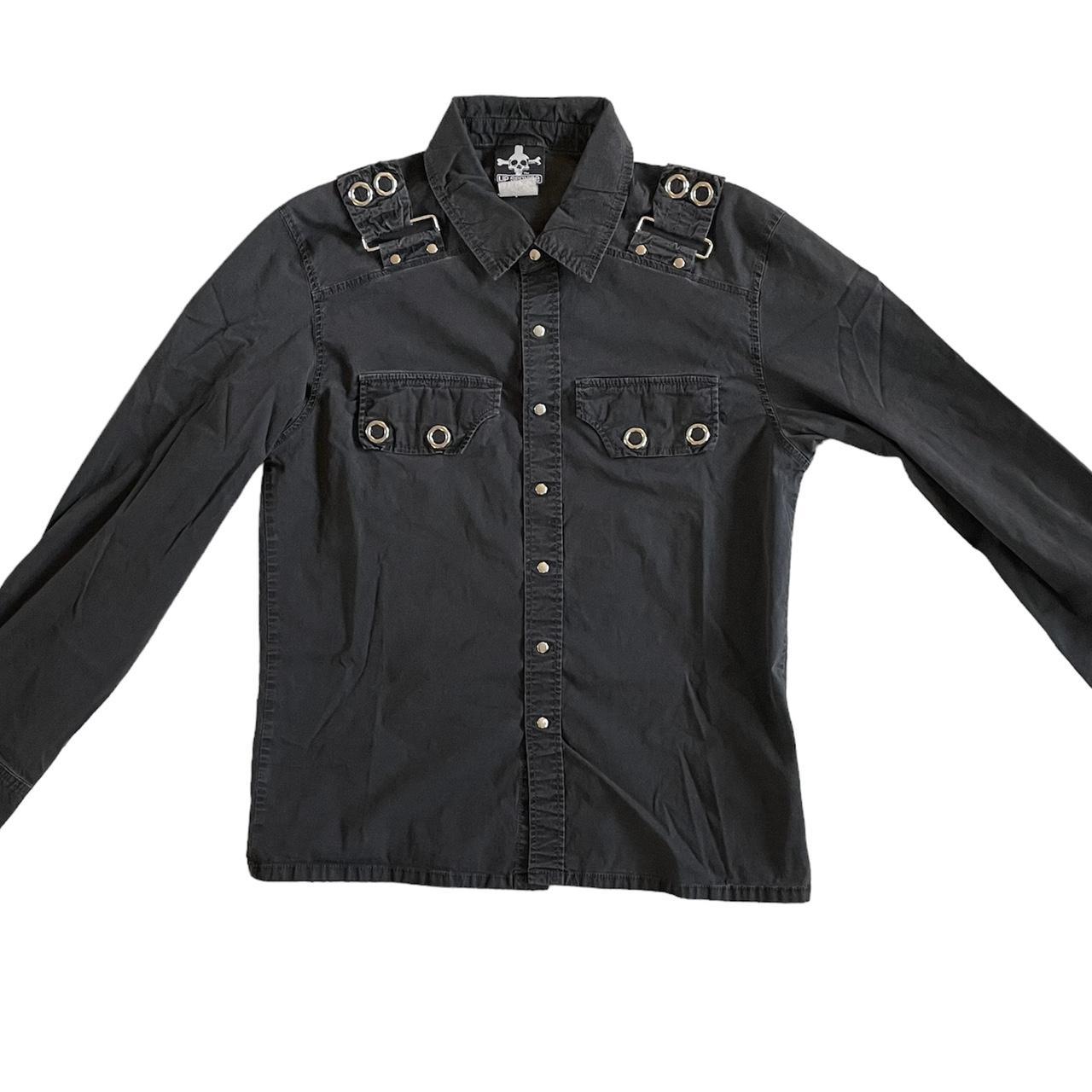 Men’s Black Lip Service Button-up Over Shirt with... - Depop