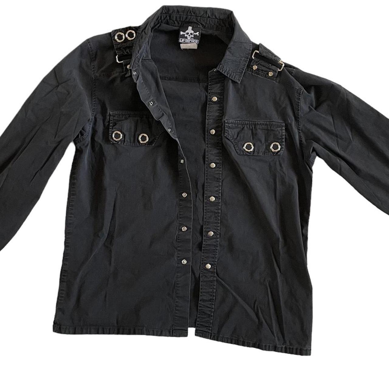 Men’s Black Lip Service Button-up Over Shirt with... - Depop