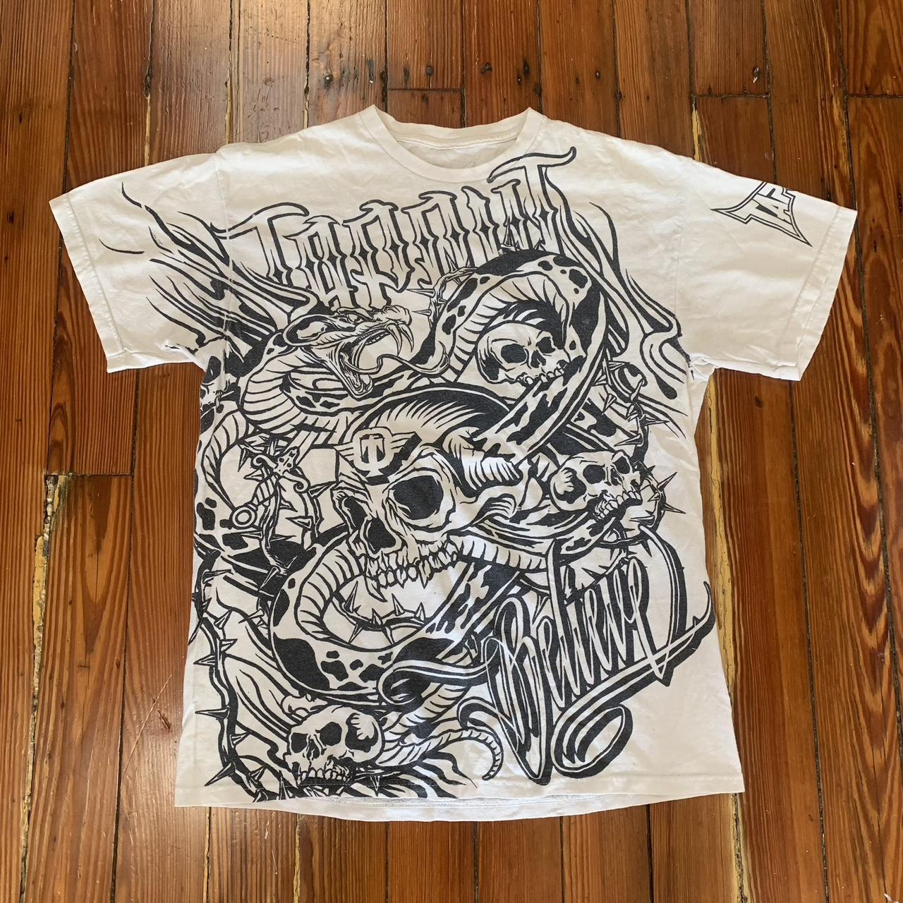 Vintage Y2K 2000s Tapout affliction style print... - Depop