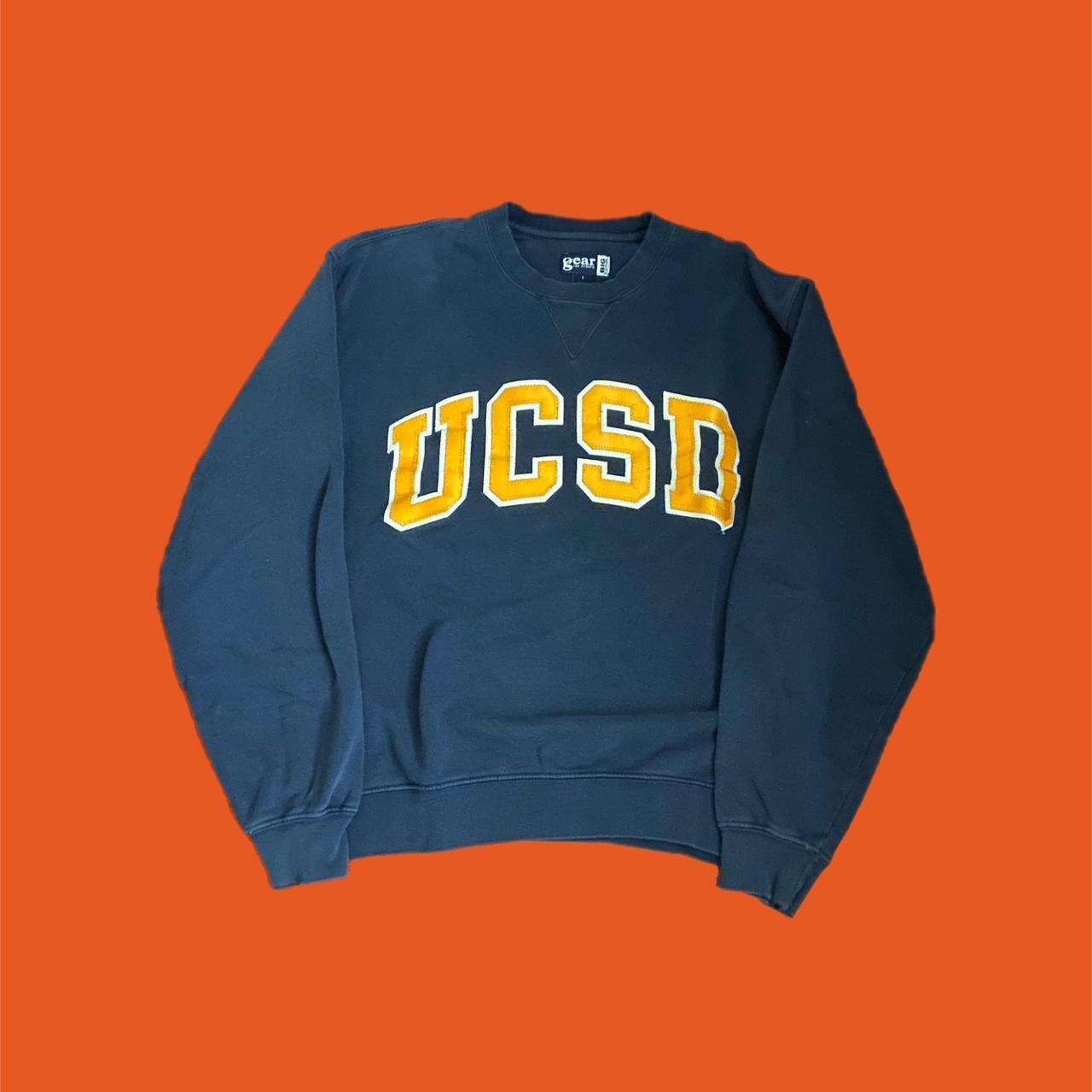 Reclaimed Vintage Men's Yellow and Navy Sweatshirt | Depop