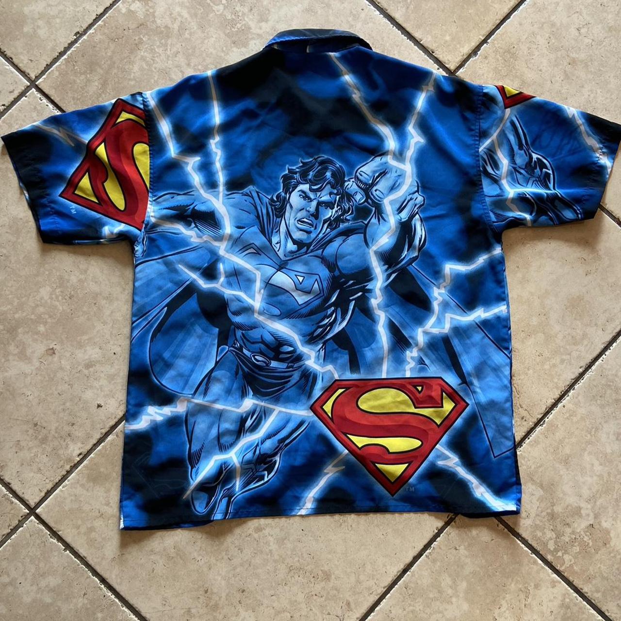 Vintage 00s Y2K 2002 Superman Button Up Shirt All... - Depop