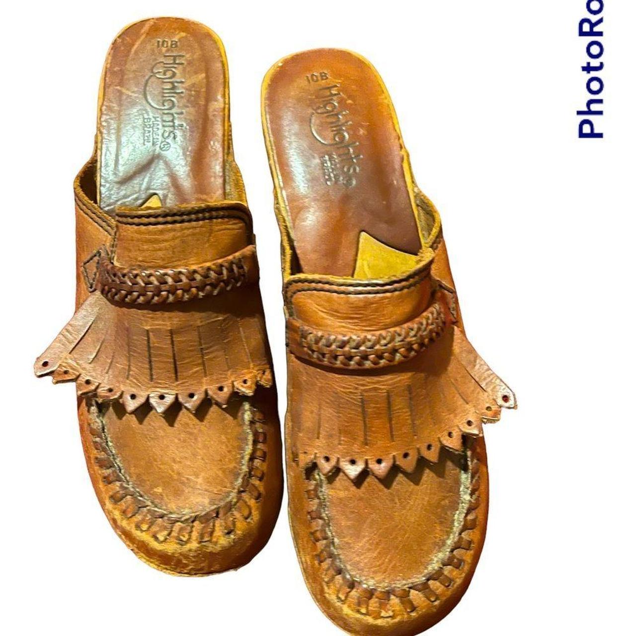 Vintage 1970’s leather clogs, highlights made in... - Depop