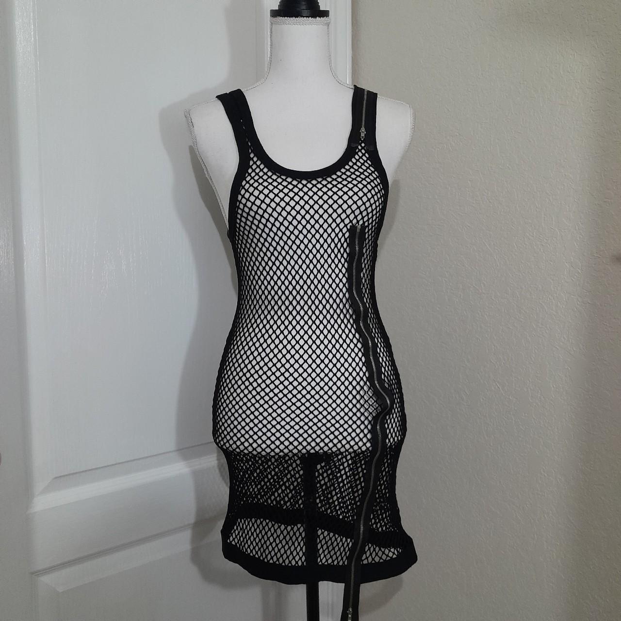 Zipper Fishnet Tanktop Dress Labeled size M,... | Depop
