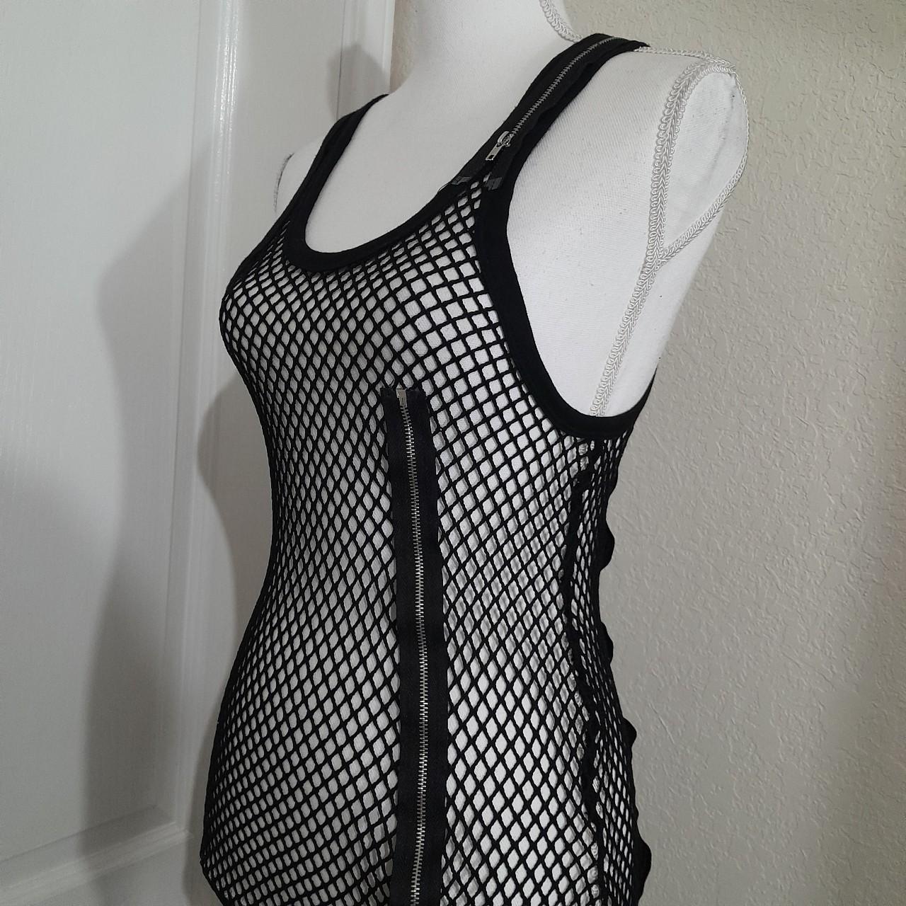 Zipper Fishnet Tanktop Dress Labeled size M,... | Depop