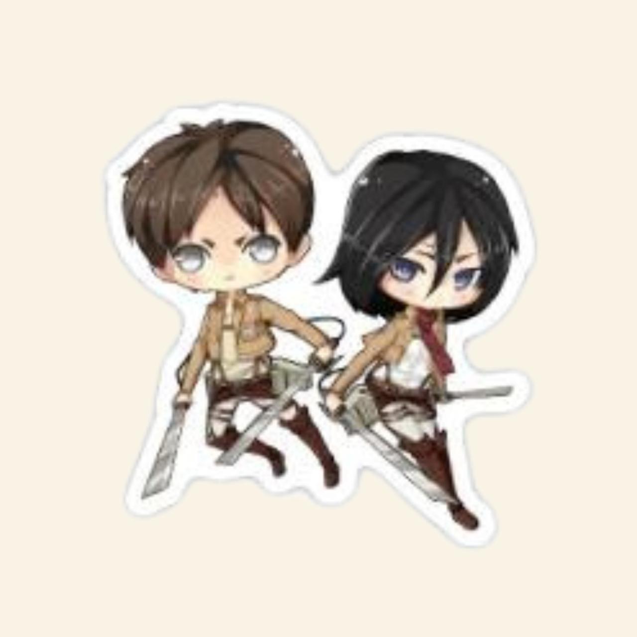 Attack On Titan Chibi Matte Decal Sticker - Eren x... - Depop