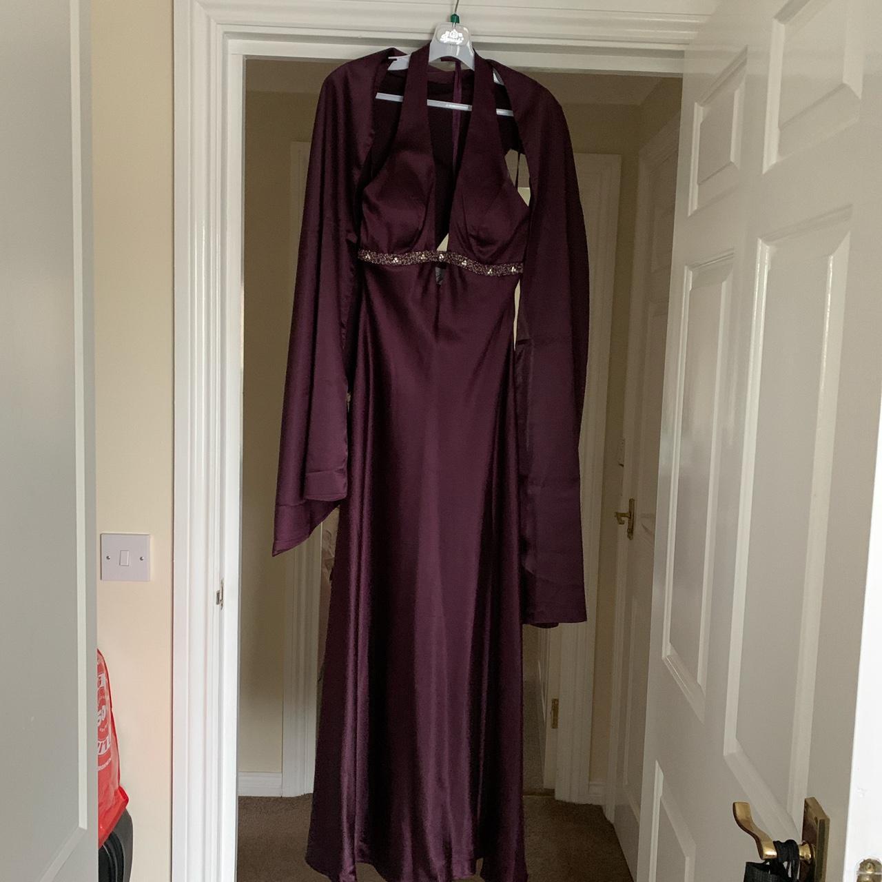 Plum coloured prom/evening dress. Size 10 Dynasty... - Depop