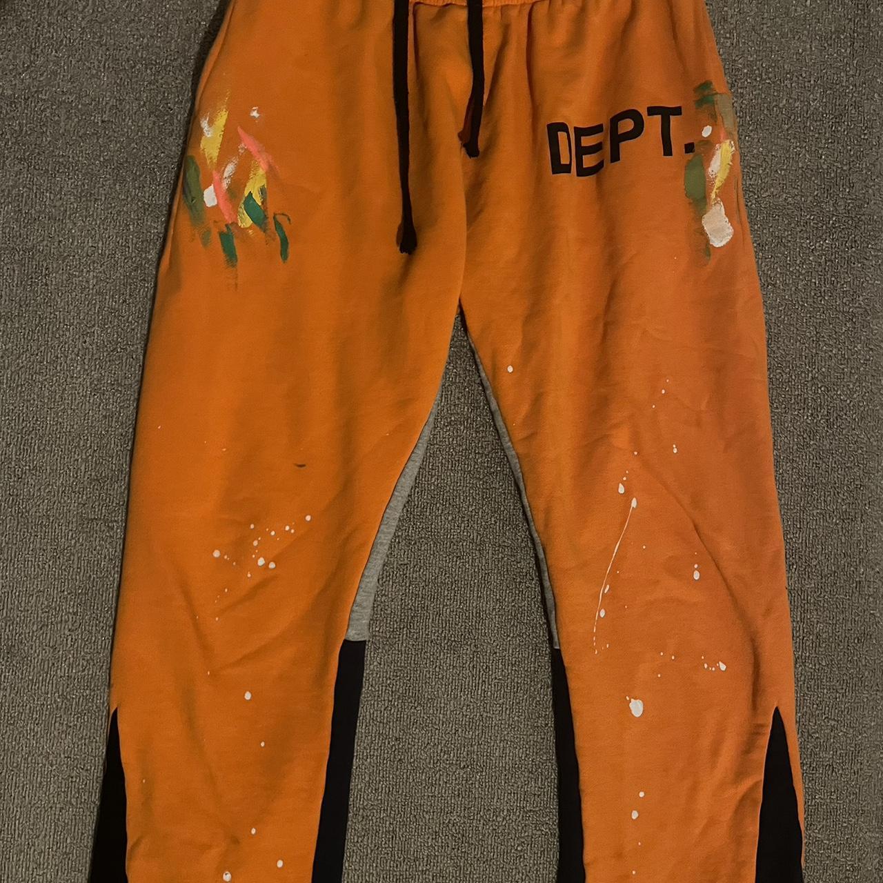 gallery dept orange flared sweats - Depop