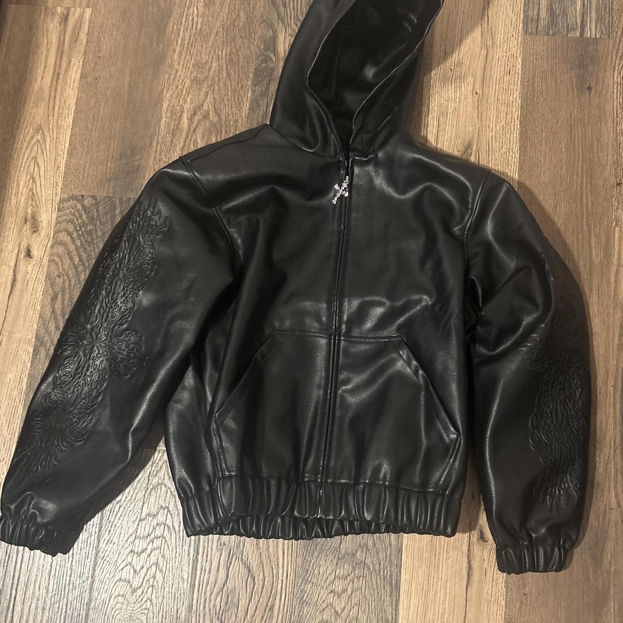 Cursed leather bomber jacket fits small and large... - Depop