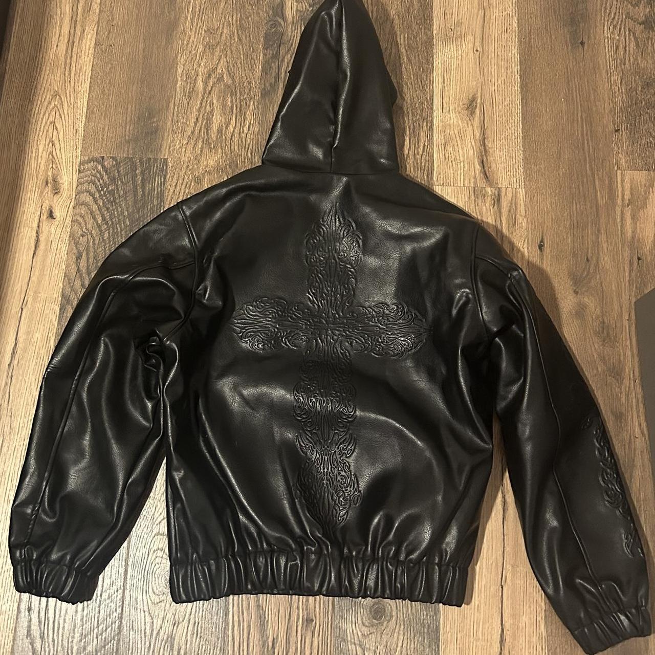 Cursed leather bomber jacket fits small and large... - Depop
