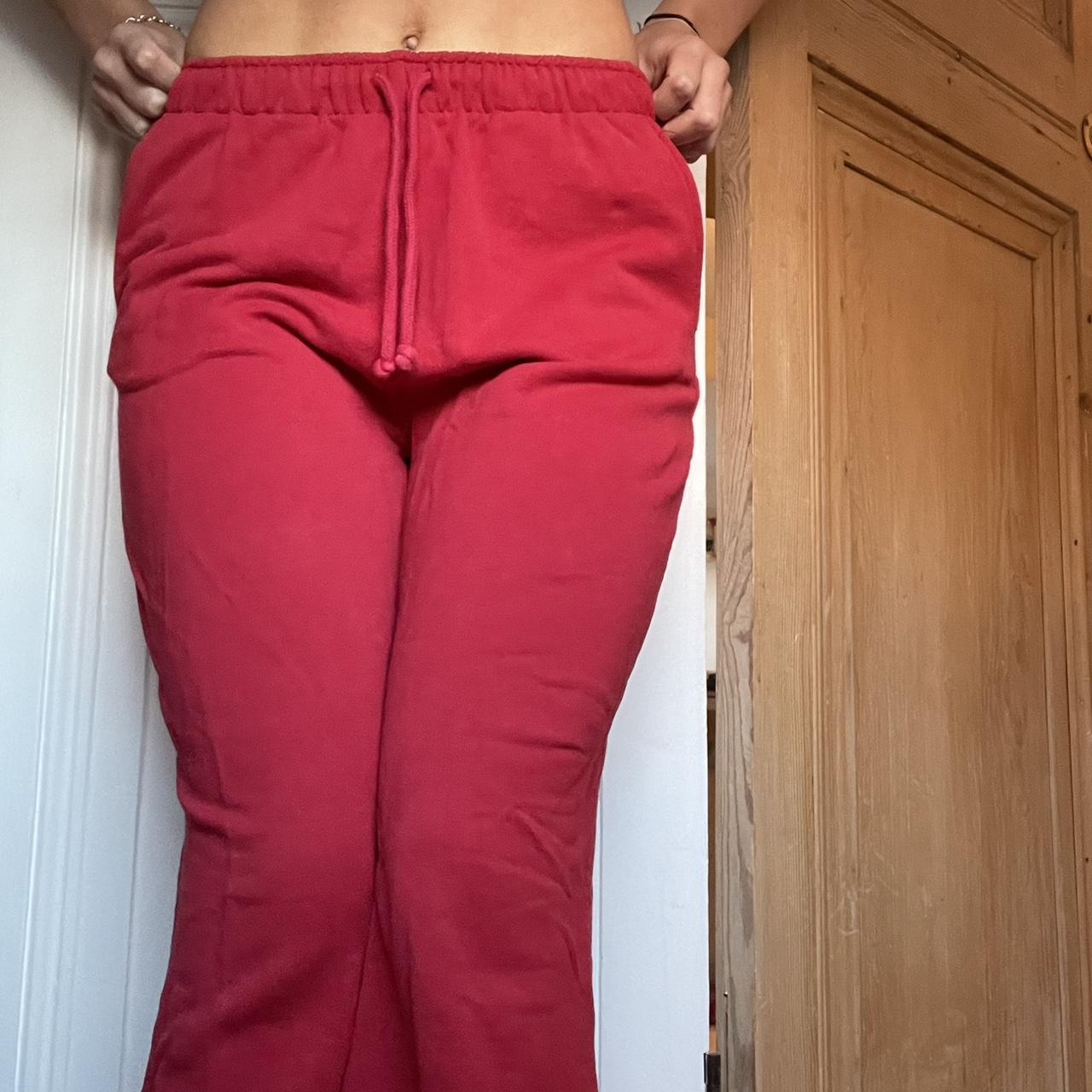 Gorgeous red Subdued wide leg trackies. Cool light... - Depop