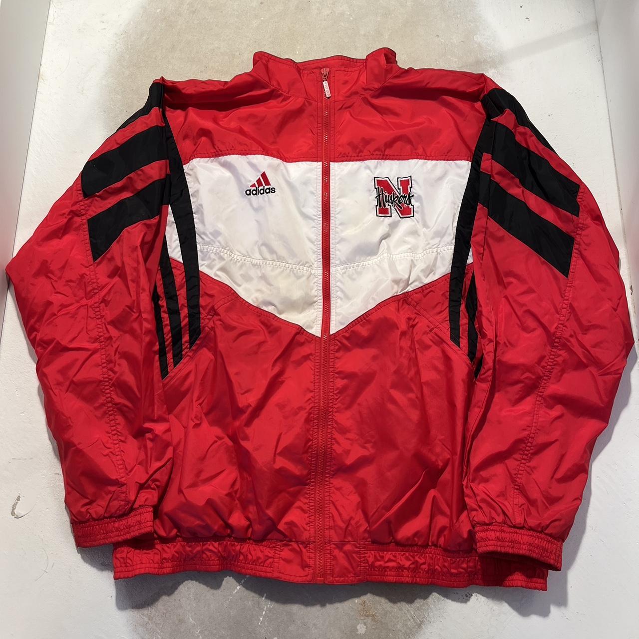 vintage nebraska cornhuskers adidas zip up size... - Depop