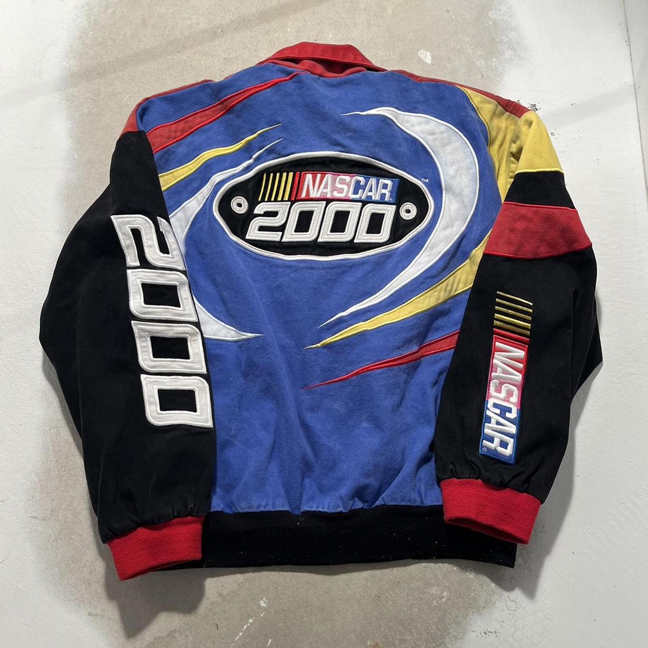 vintage nascar jacket crazy design, size medium... - Depop