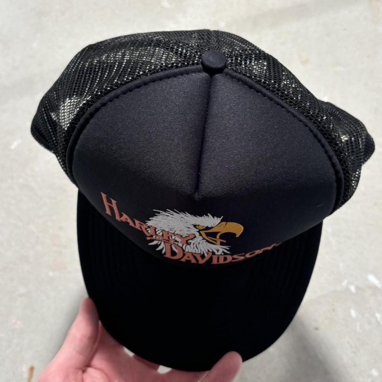Harley Davidson Eagle Trucker Hat - black and orange... - Depop