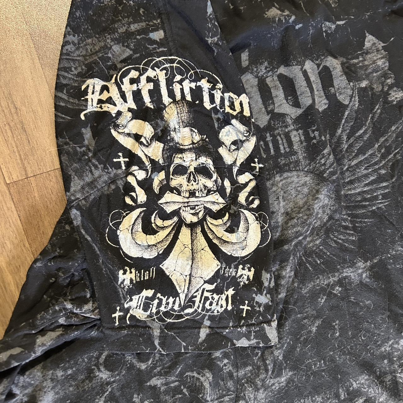 rare affliction v neck Skulls on the shoulders... - Depop
